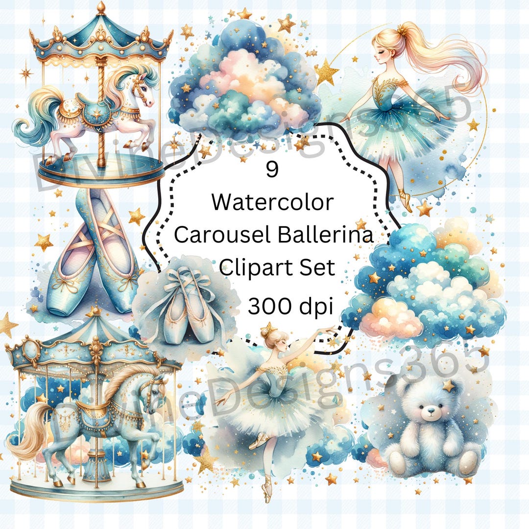 Ballerina Carousel Nursery Clipart Set - Etsy