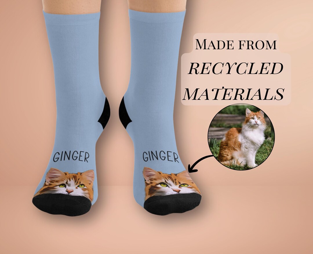 Custom Cat Socks Cat Photo Minimalist Cat Gifts for Women Cat Themed ...