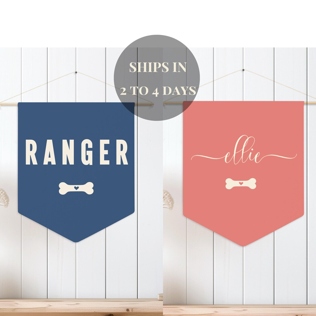 Custom Dog Name Pennant Flag Dog Custom Decor for Dog Home Decor Custom ...