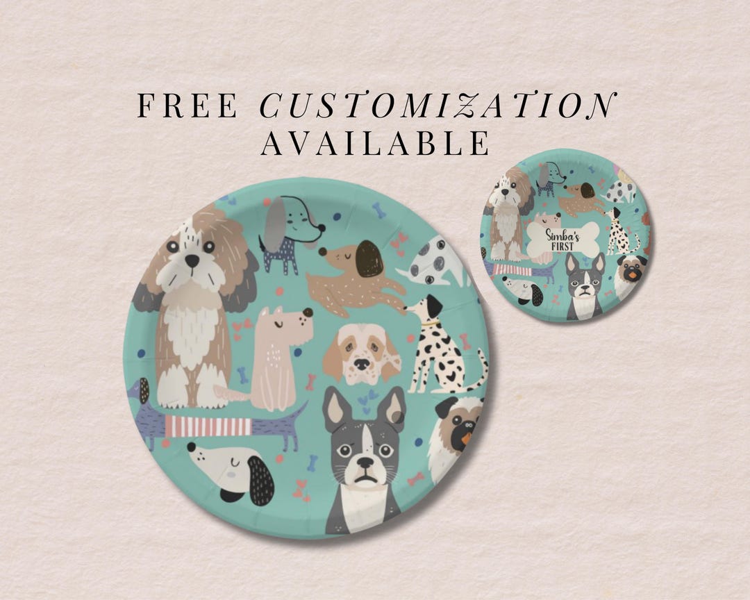 Dog Paper Plate for Pet Hotel Teal Paper Plate for Pet Boarding ...