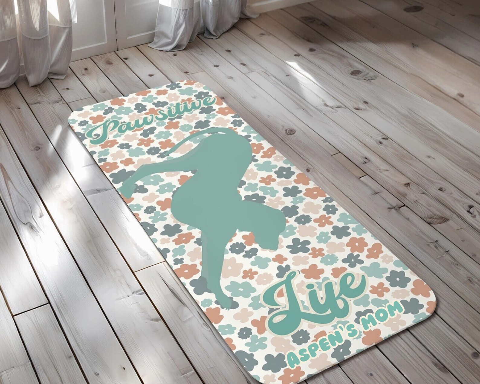 Custom Dog Yoga Mat Self Care Gift for Dog Lover Pastel Yoga ...