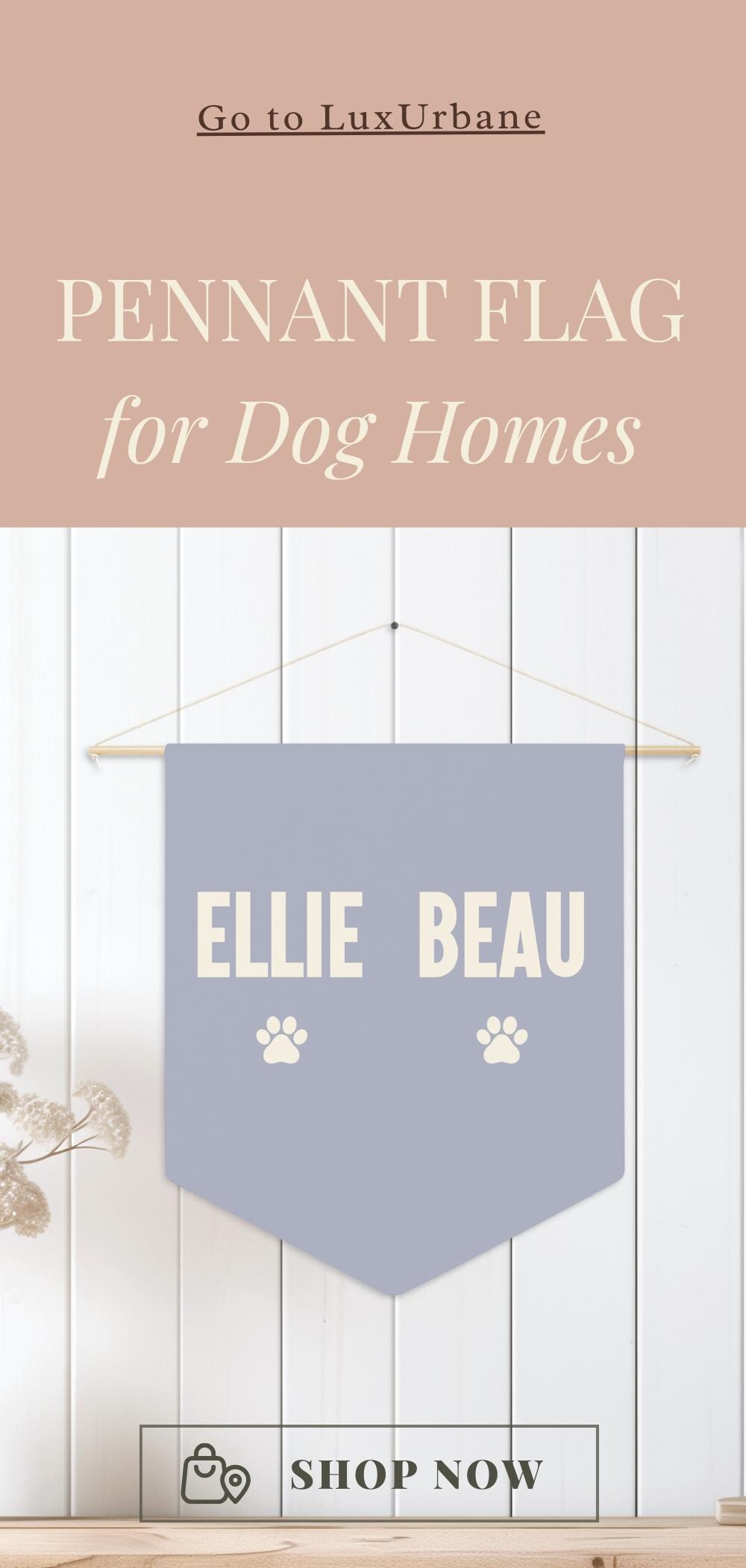 Custom Dog Pennant Flag Two Dogs Custom Pet Name Decor for Dog Home ...