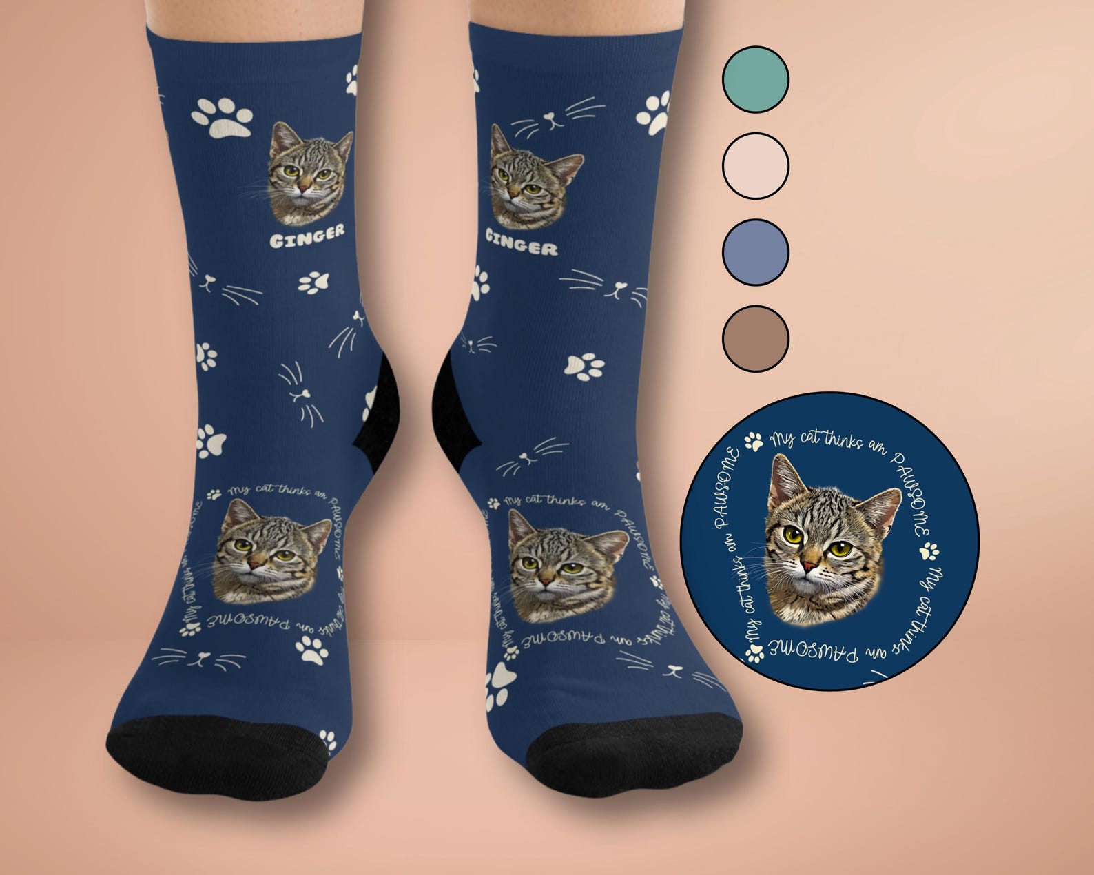 Customizable Cat Socks for Siberian Cat Dad Cat Face on Socks Vet Gift ...