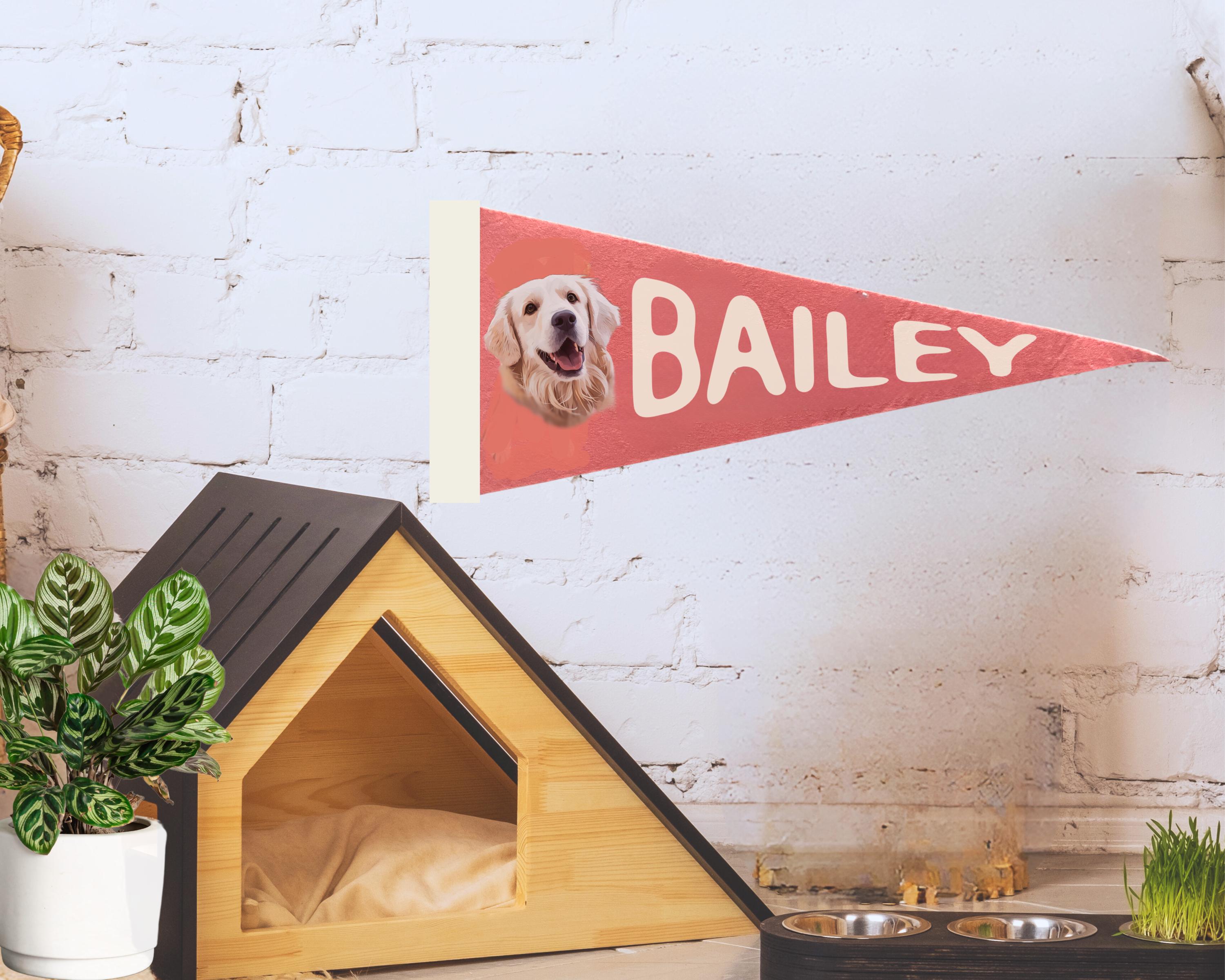 Custom Dog Pennant Personalized Pet Portrait Dog Lover Gift Wall ...