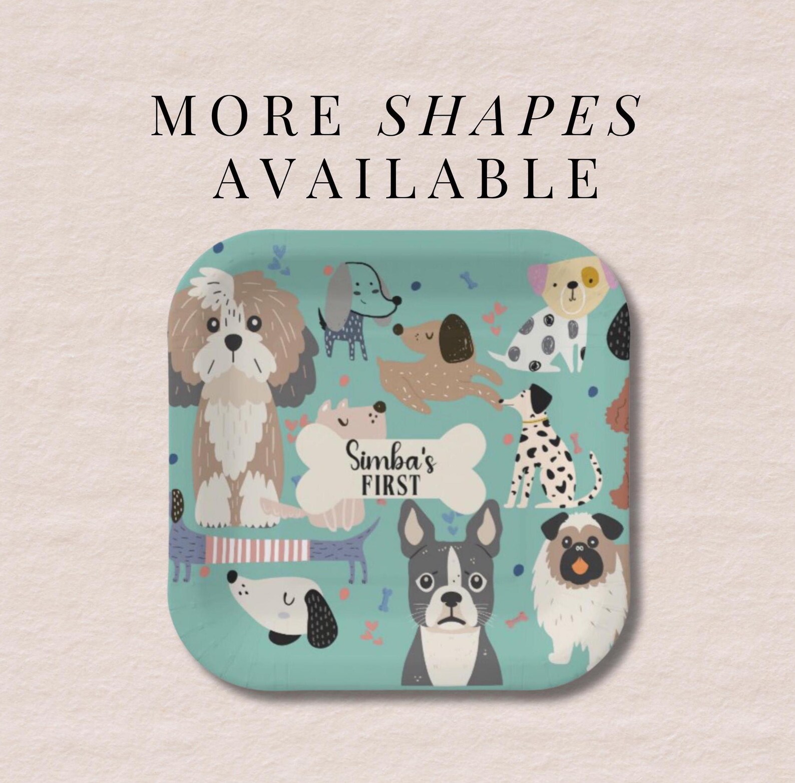 Custom Dog Name Party Square Plate Puppy Gotcha Day Party Plate Dog ...