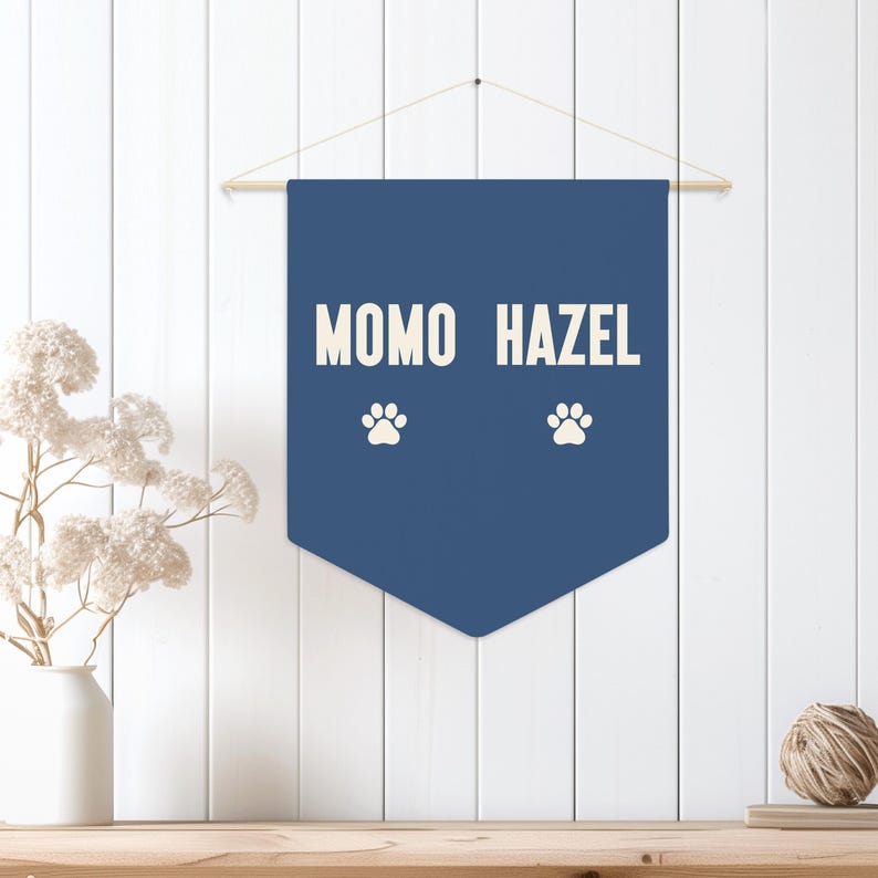 Custom Dog Pennant Flag Two Dogs Custom Pet Name Decor for Dog Home ...