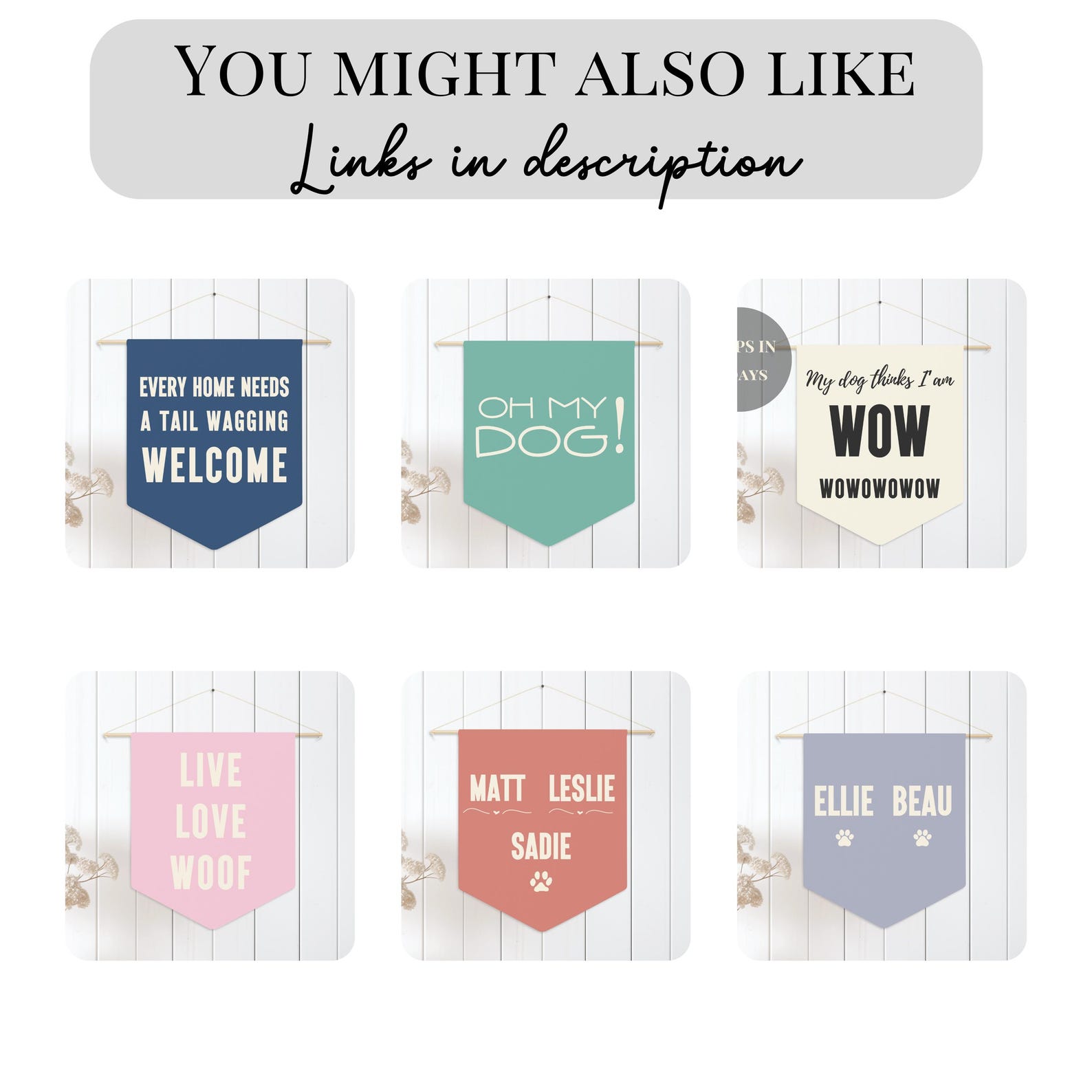 Custom Dog Pennant Flag Two Dogs Custom Pet Name Decor for Dog Home ...