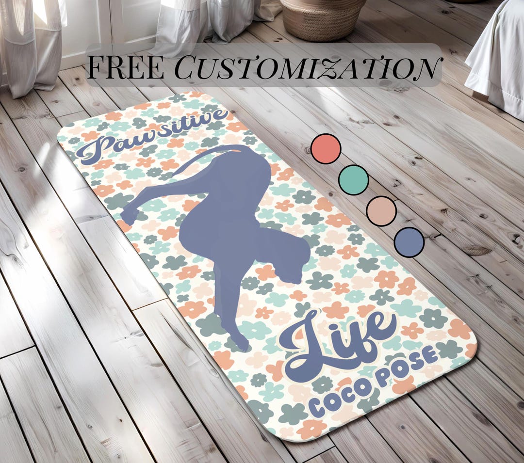 Custom Dog Yoga Mat Self Care Gift for Dog Lover Pastel Yoga ...