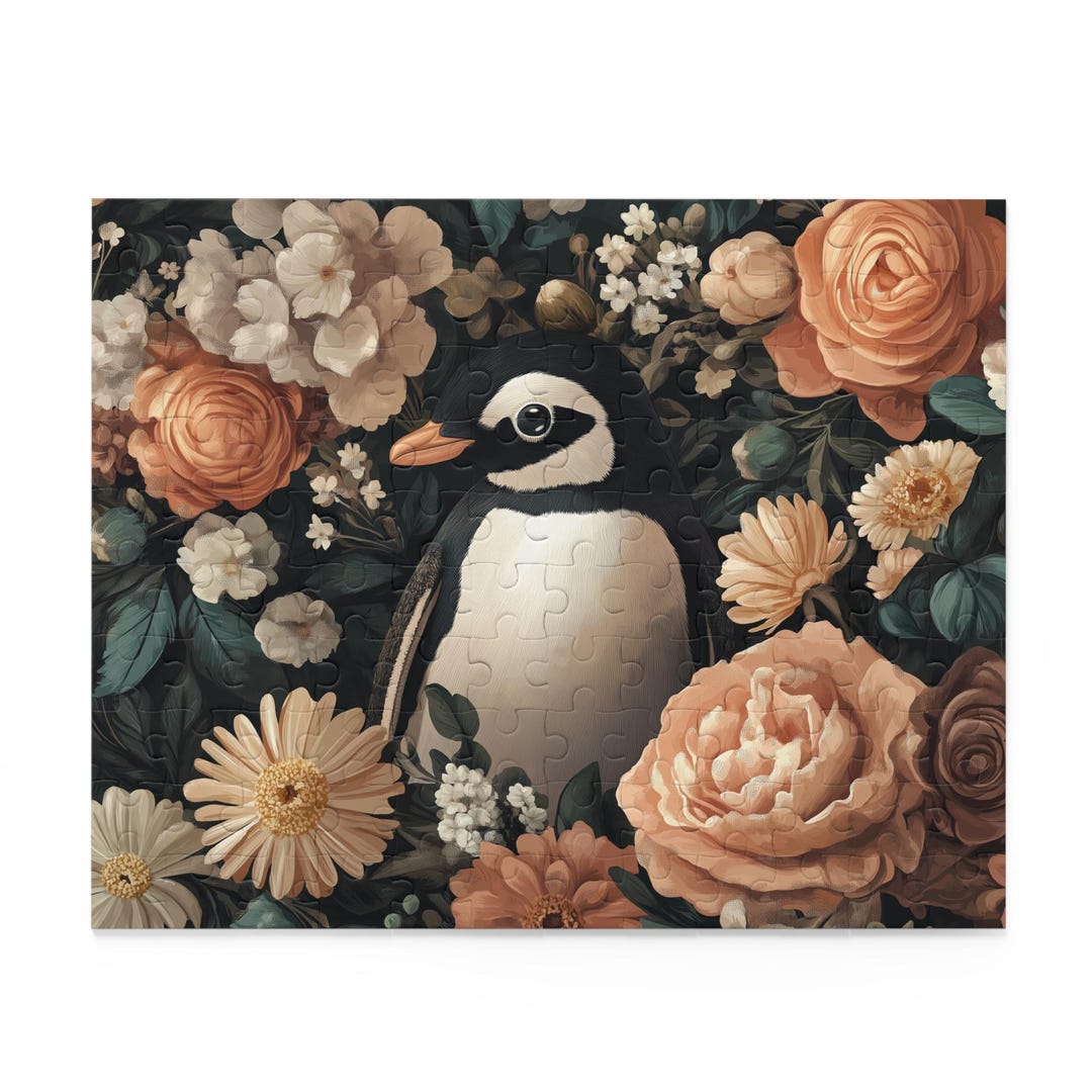 Floral Bliss Penguin in Blossom Garden Jigsaw Puzzle, Kids & Adults ...