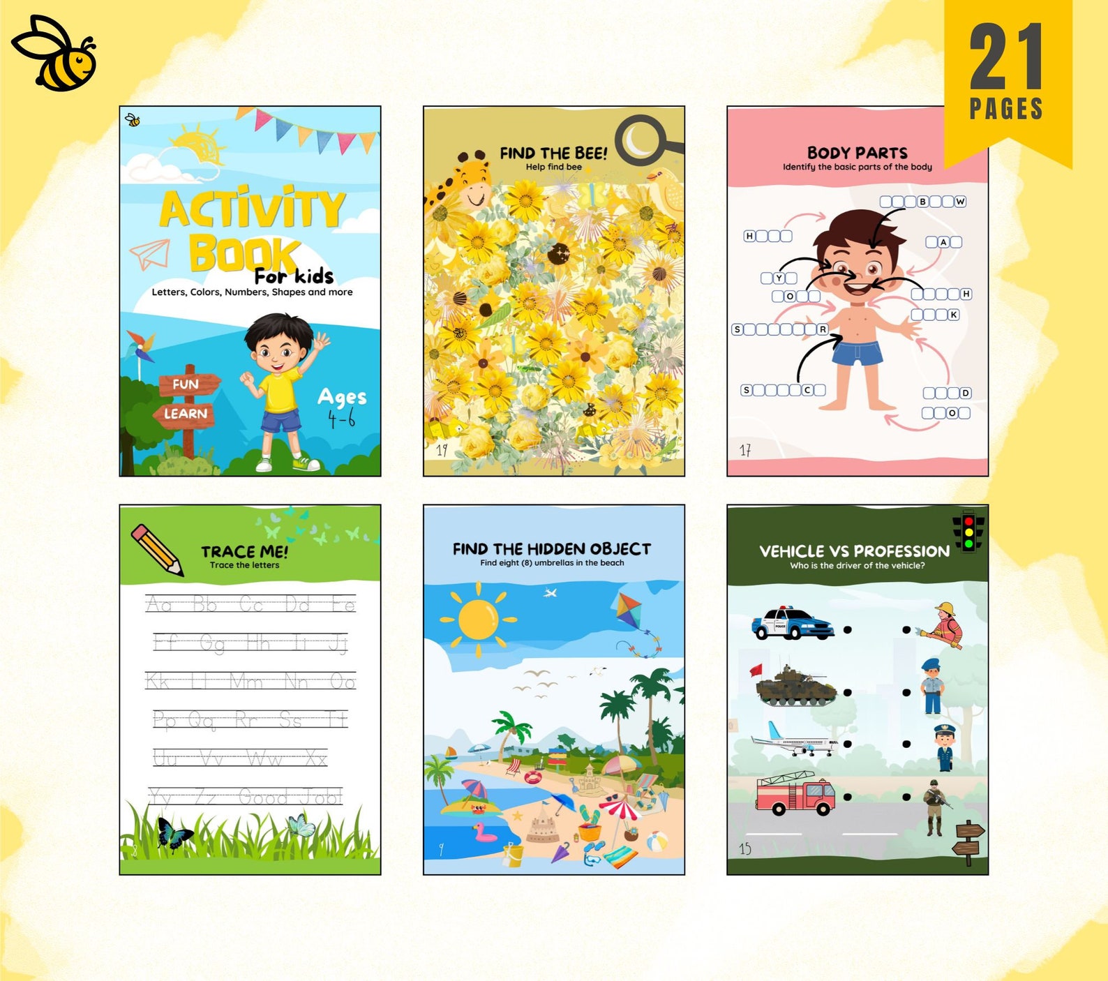 Educational Worksheets for Kids Ages 4-6 Toddler Busy Book 21 Pages ...