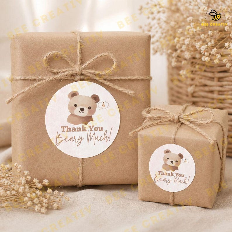 Teddy Bear Thank You Stickers | Editable Teddy Bear Thank You Tags ...
