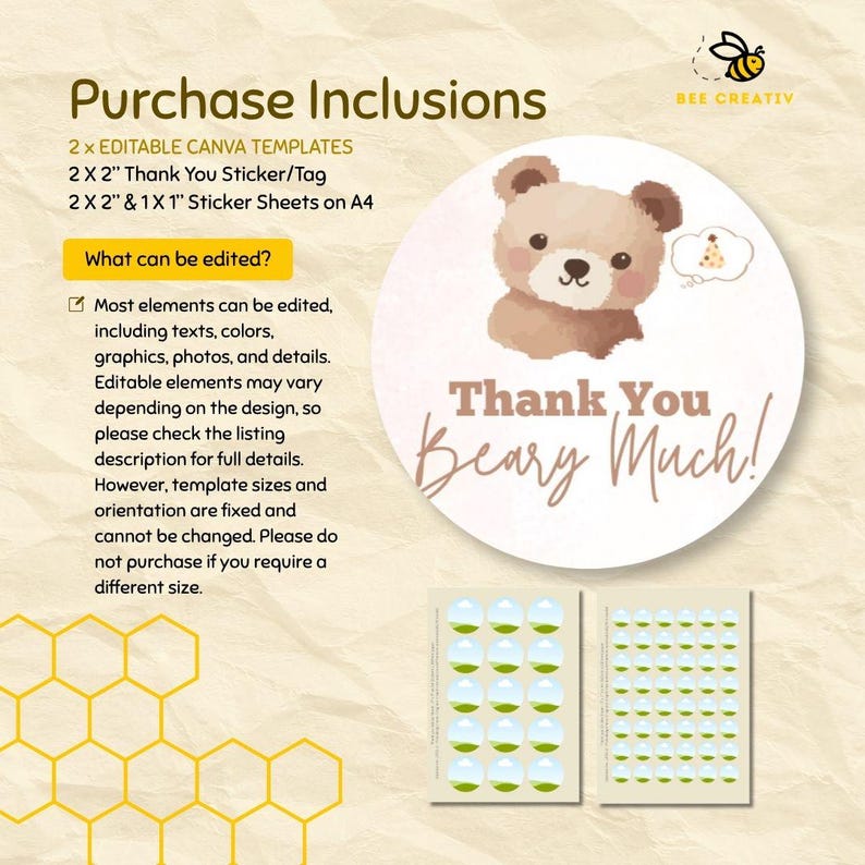 Teddy Bear Thank You Stickers | Editable Teddy Bear Thank You Tags ...