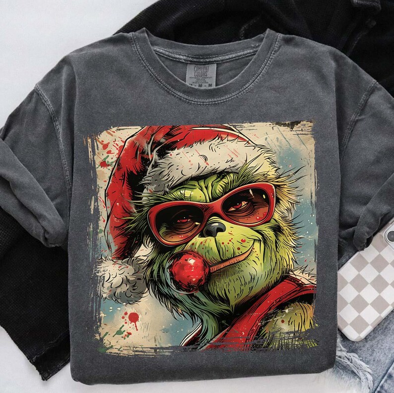 Grinchmas Preppy Glitter PNG, Retro Green Guy Christmas Sublimation ...
