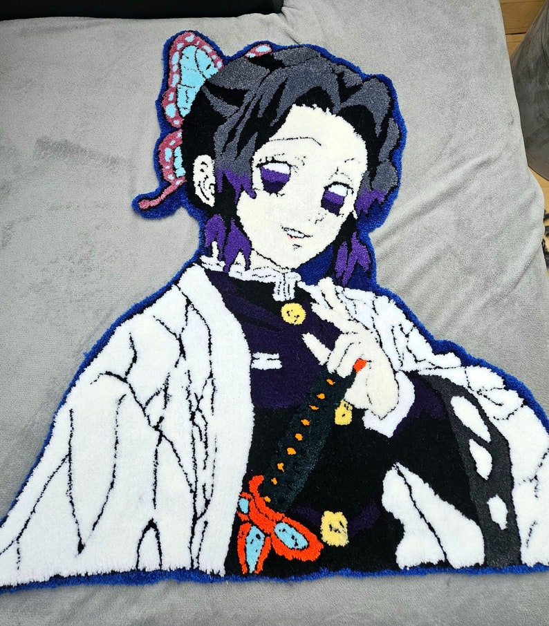 Demon Slayer Shinobu Kocho Tufting Teppich Handgemacht Einzelstück ...