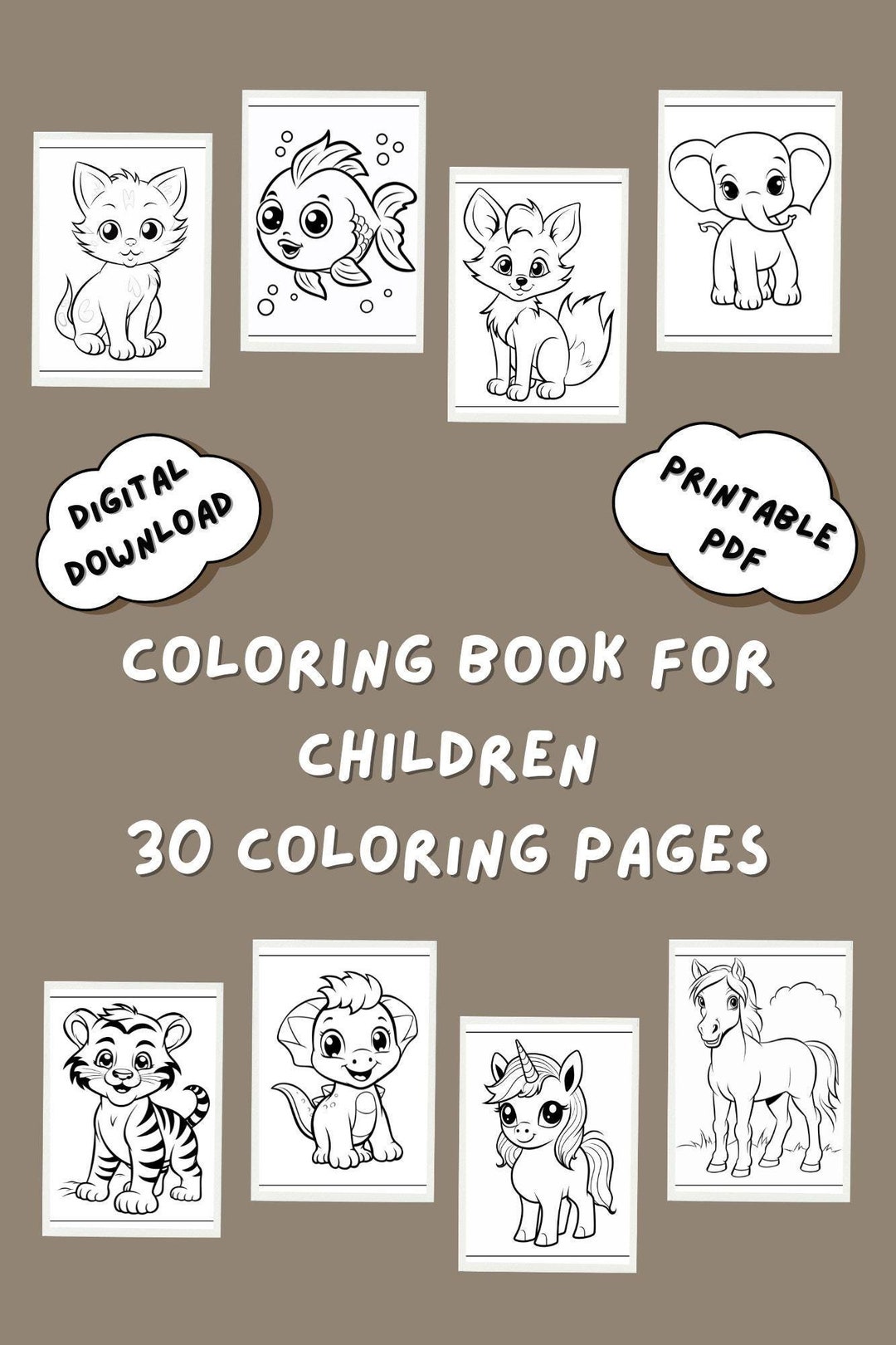 30 Magical Fantasy & Animal Coloring Pages: Printable PDF Digital ...