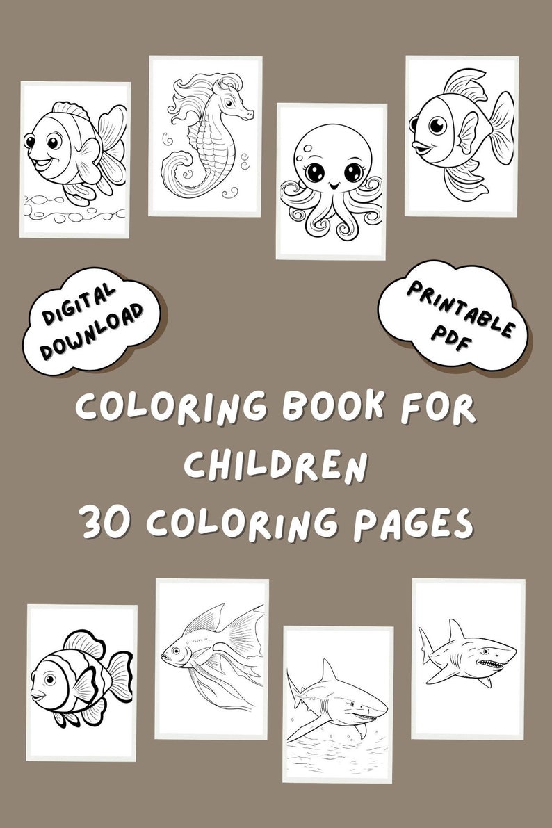 30 Underwater Ocean Coloring Pages for Kids: Printable PDF & Digital ...