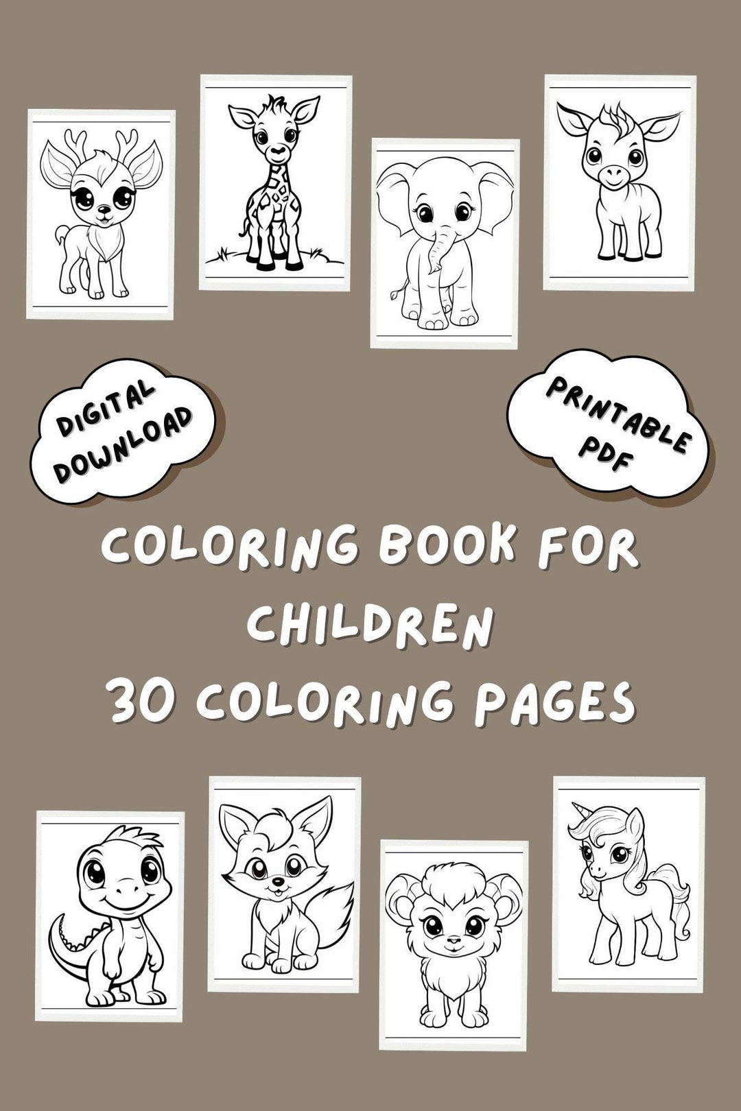 Spark Creativity: Jungle Animal Coloring Book With 30 Pages (digital ...