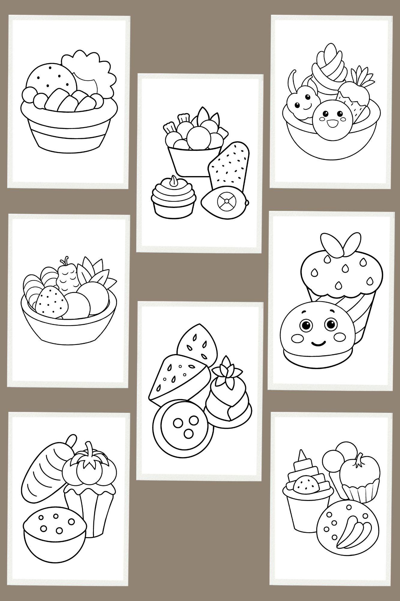 30 Adorable Food Coloring Pages for Kids: Printable PDF & Digital ...