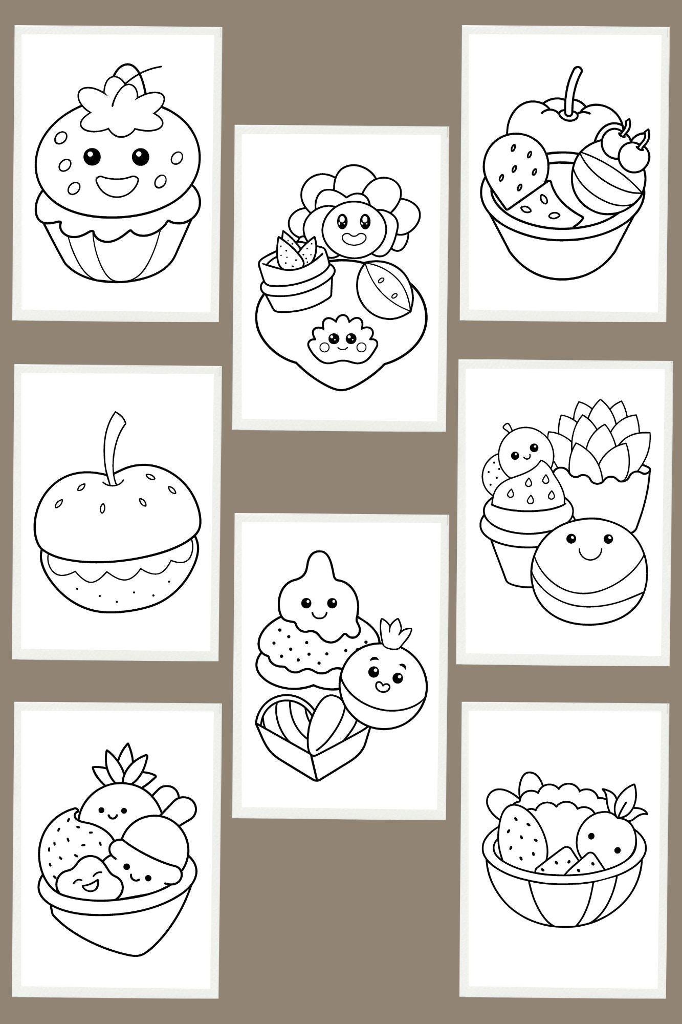 30 Adorable Food Coloring Pages for Kids: Printable PDF & Digital ...