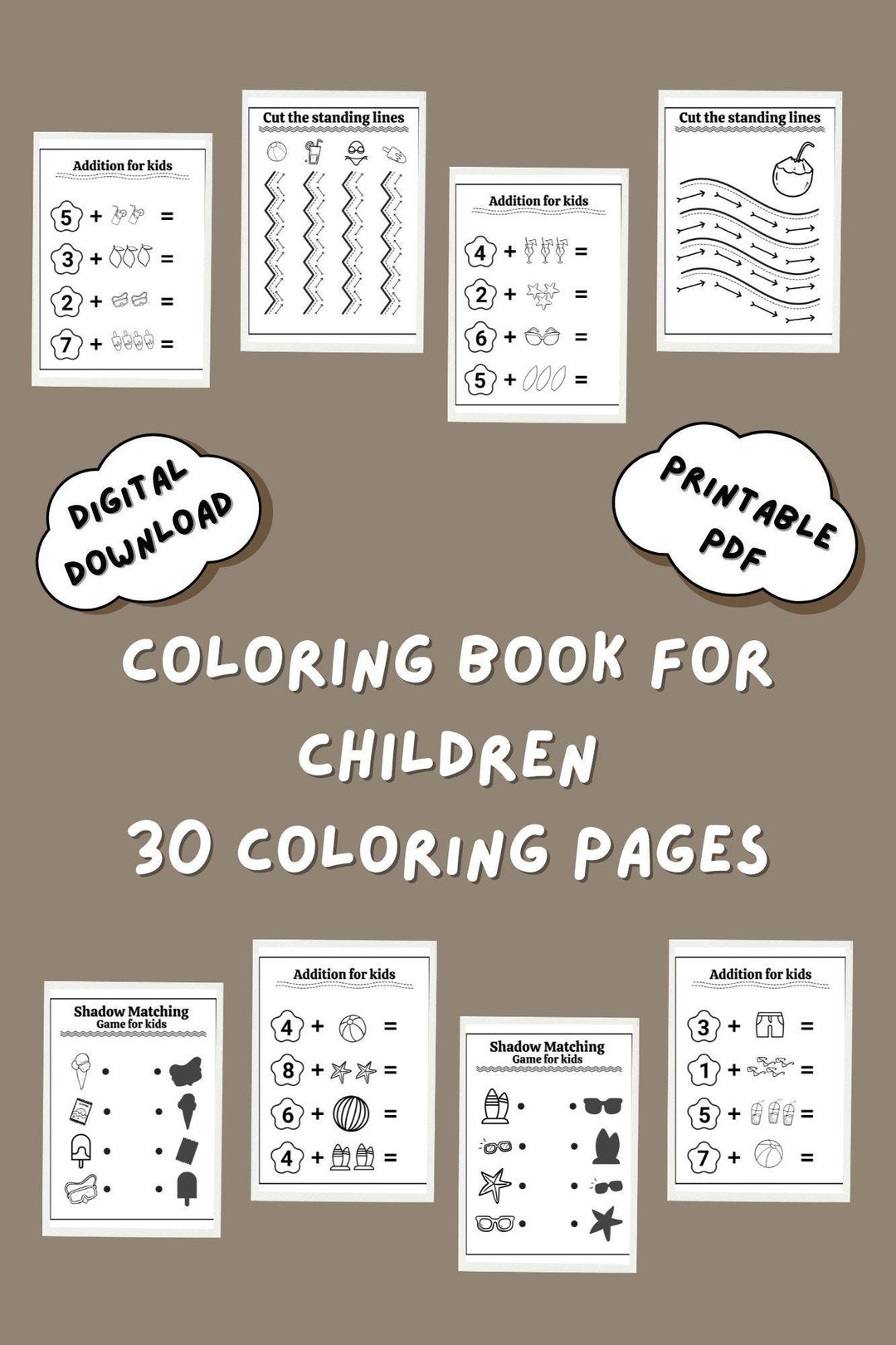 30 Math & Coloring Pages for Kids: Learning - Fun Activities in One - Etsy