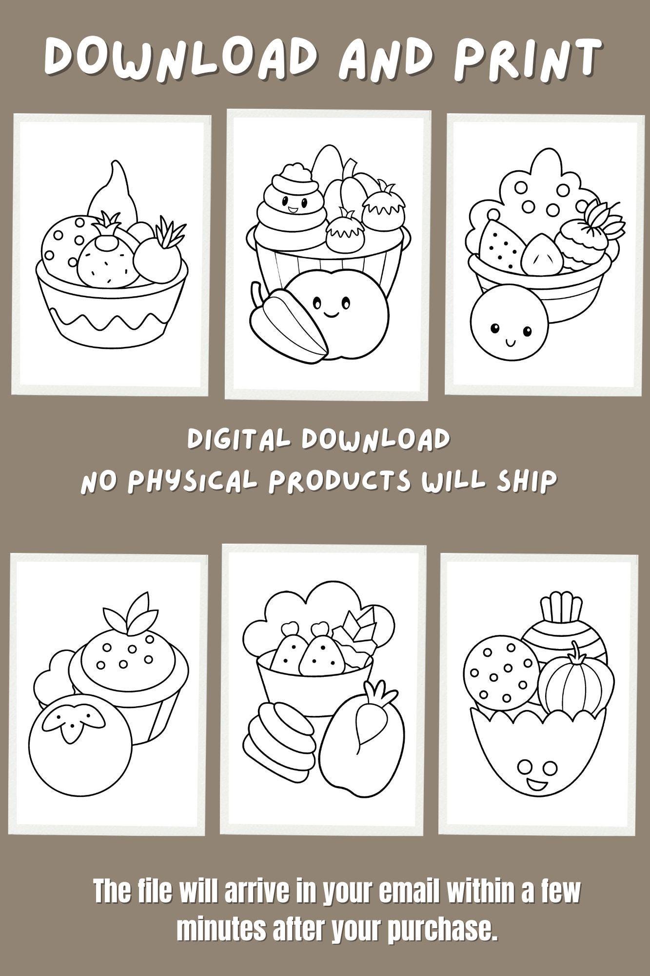 30 Adorable Food Coloring Pages for Kids: Printable PDF & Digital ...