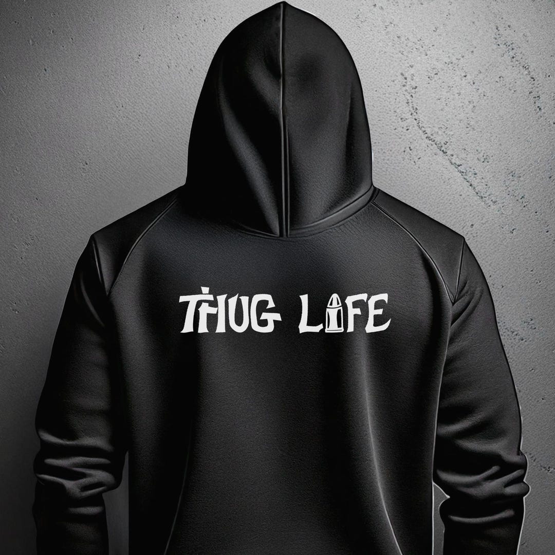 Tupac Shakur Thug Life Hoodie Black / White – 2pac Hip-hop Sweatshirt ...