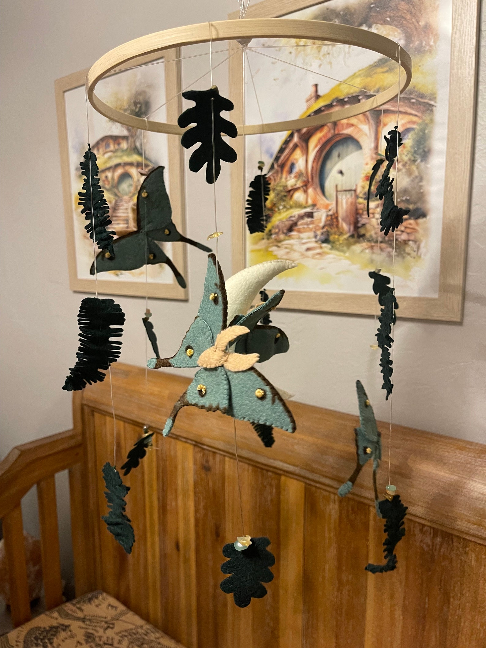 Luna Moth Baby Felt Mobile for Woodland Nursery - Etsy
