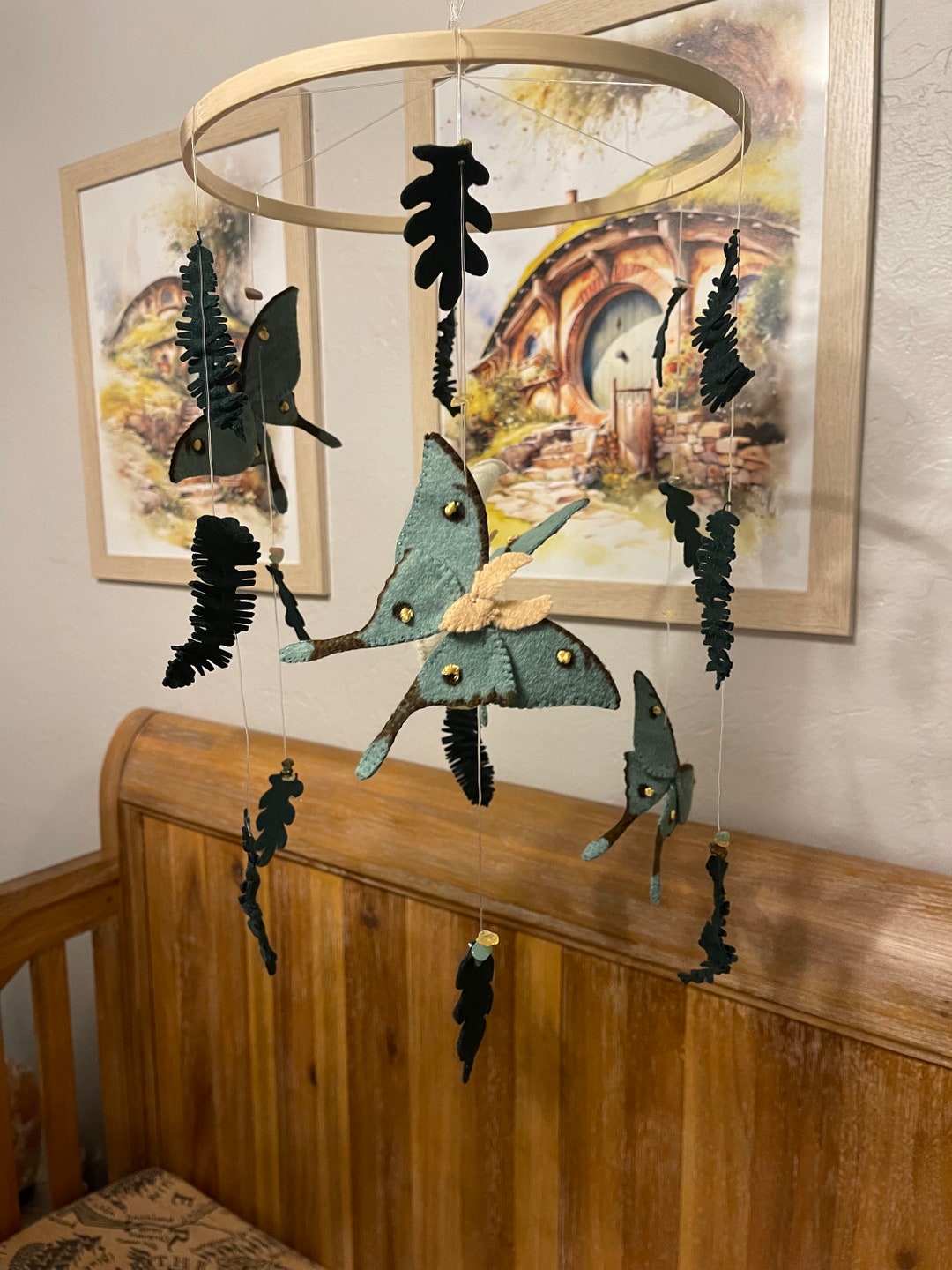 Luna Moth Baby Felt Mobile for Woodland Nursery - Etsy