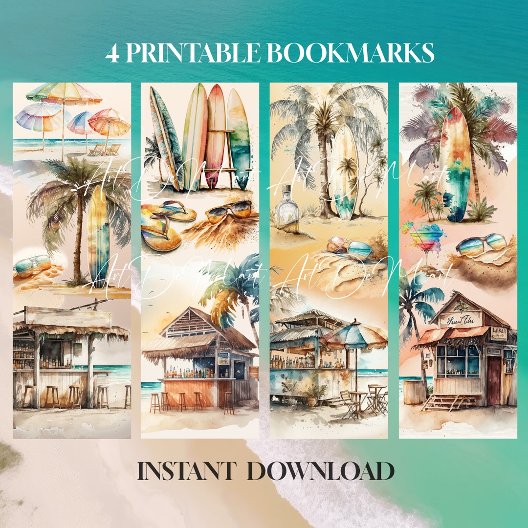 Printable Beach Bookmark-beach Vibe-instant Download-digital Bookmark ...