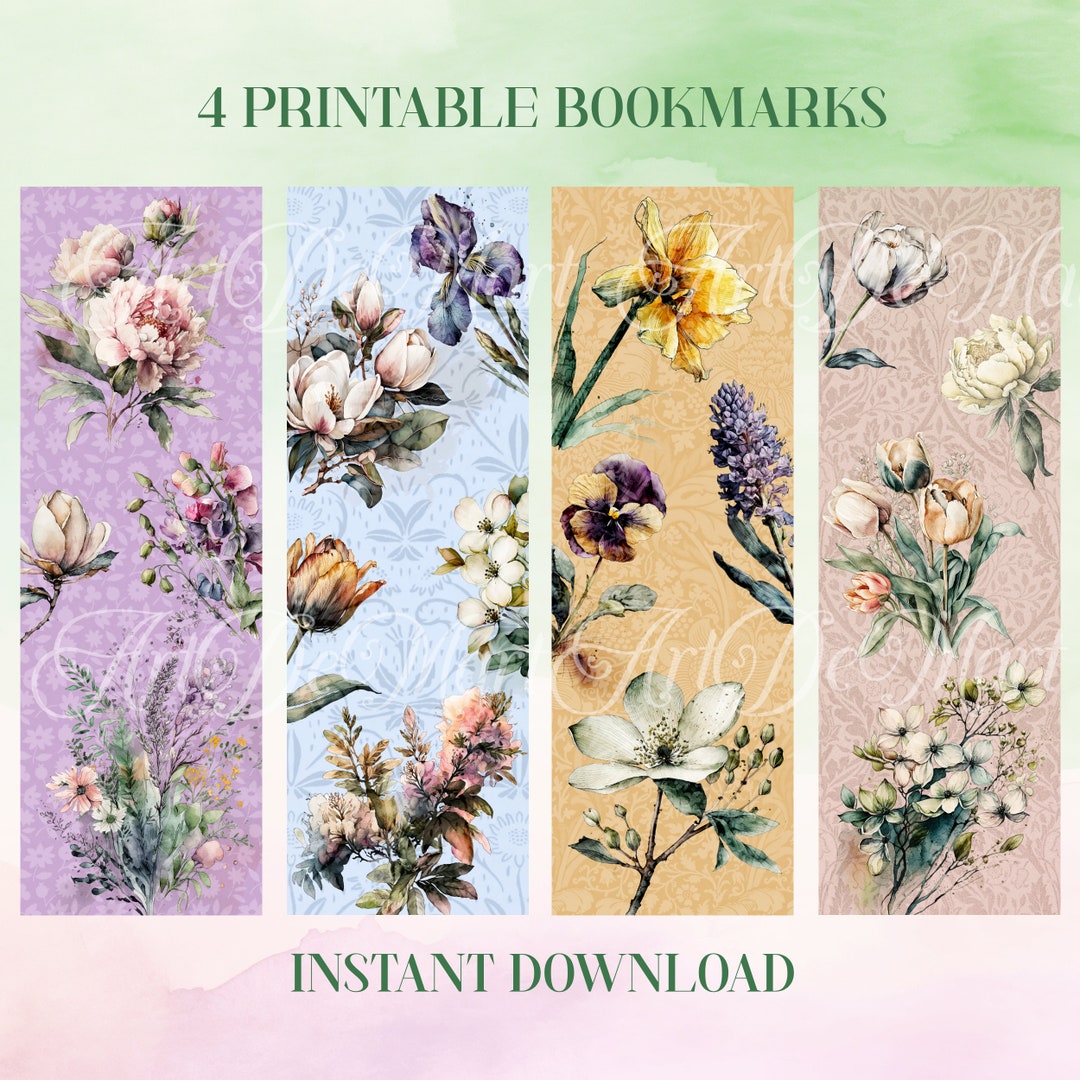 Printable Flower Bookmark-instant Download-digital Bookmark-perfect ...