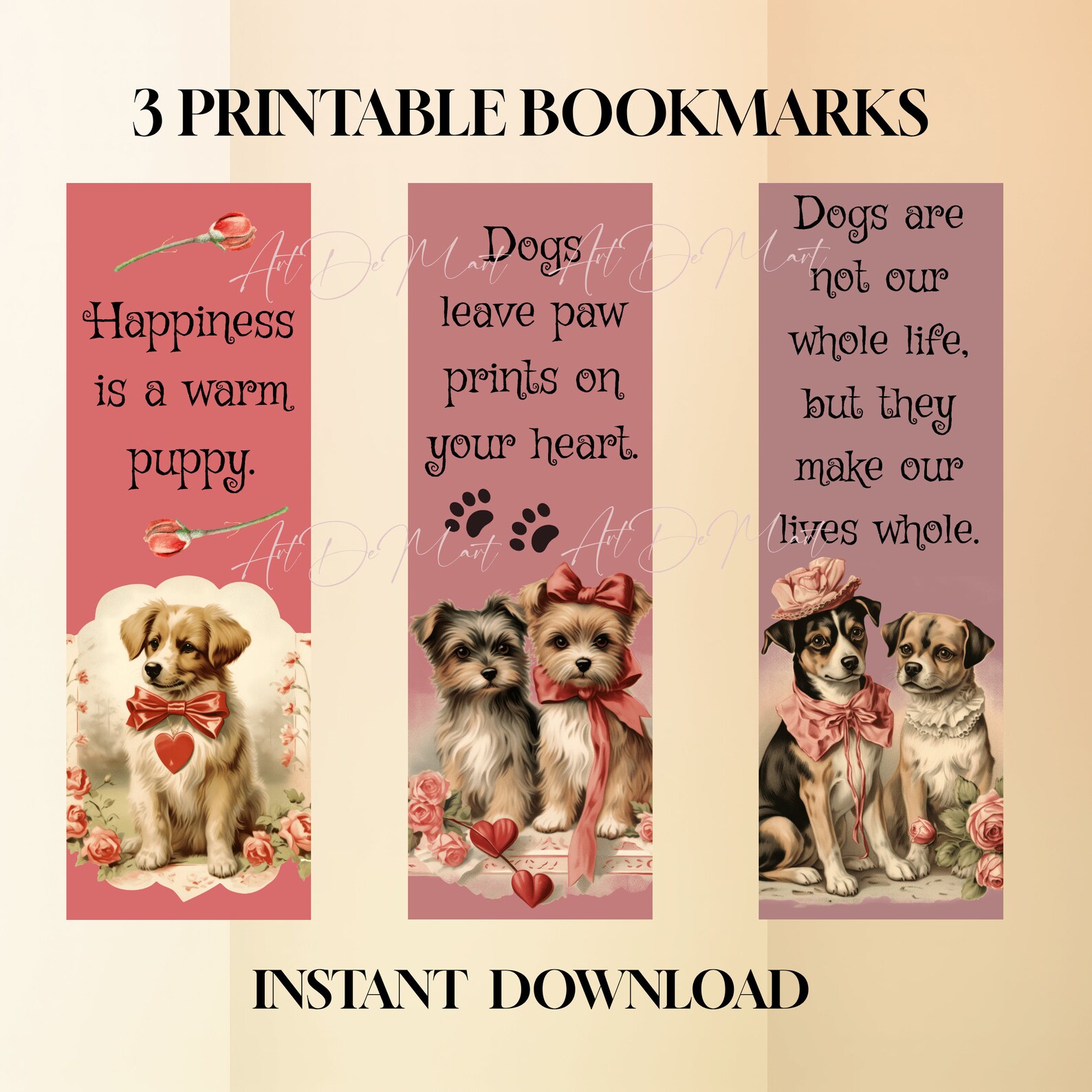 Dog Lover Bookmark-printable Dogs Bookmark-digital Bookmark-perfect ...