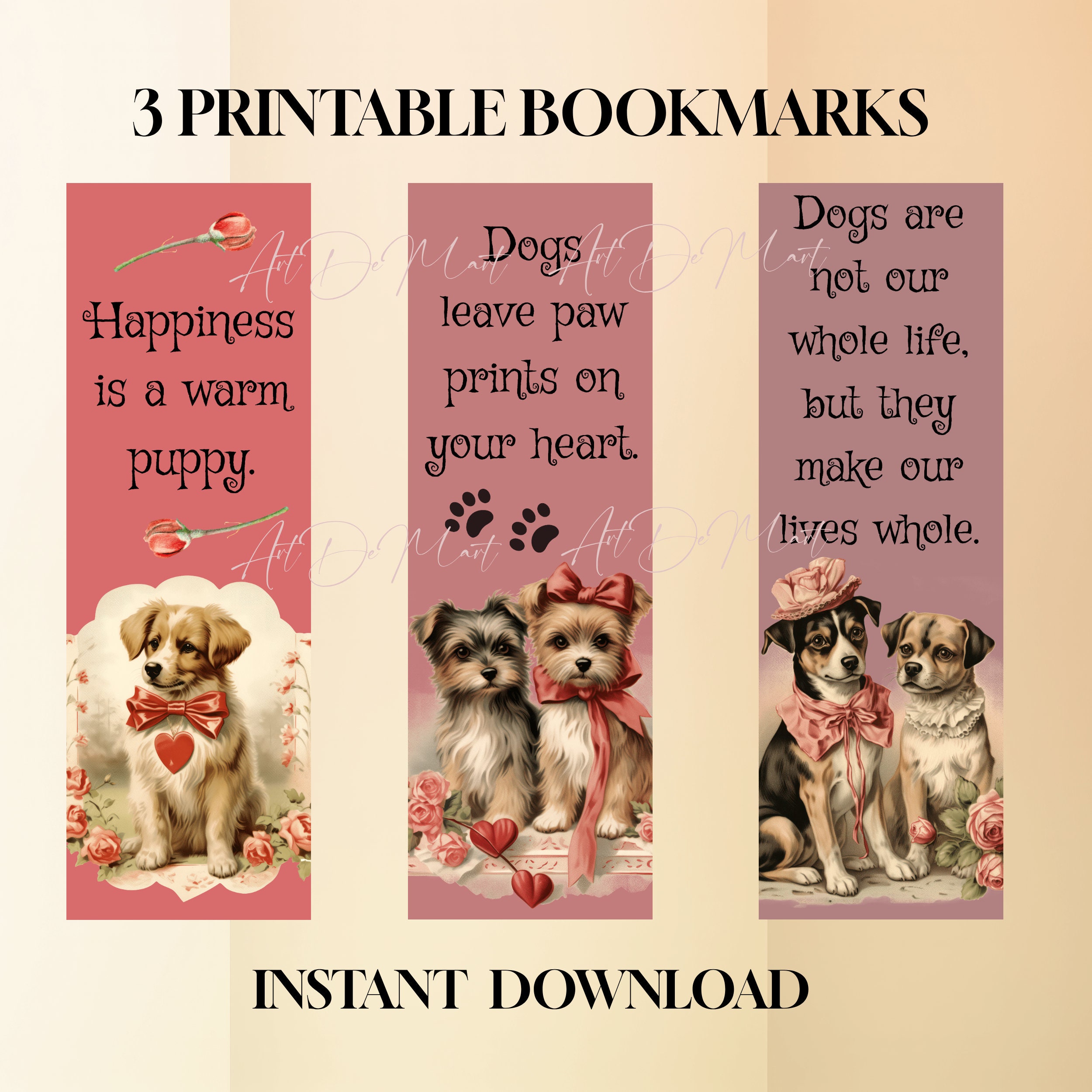 Dog Lover Bookmark-printable Dogs Bookmark-digital Bookmark-perfect ...