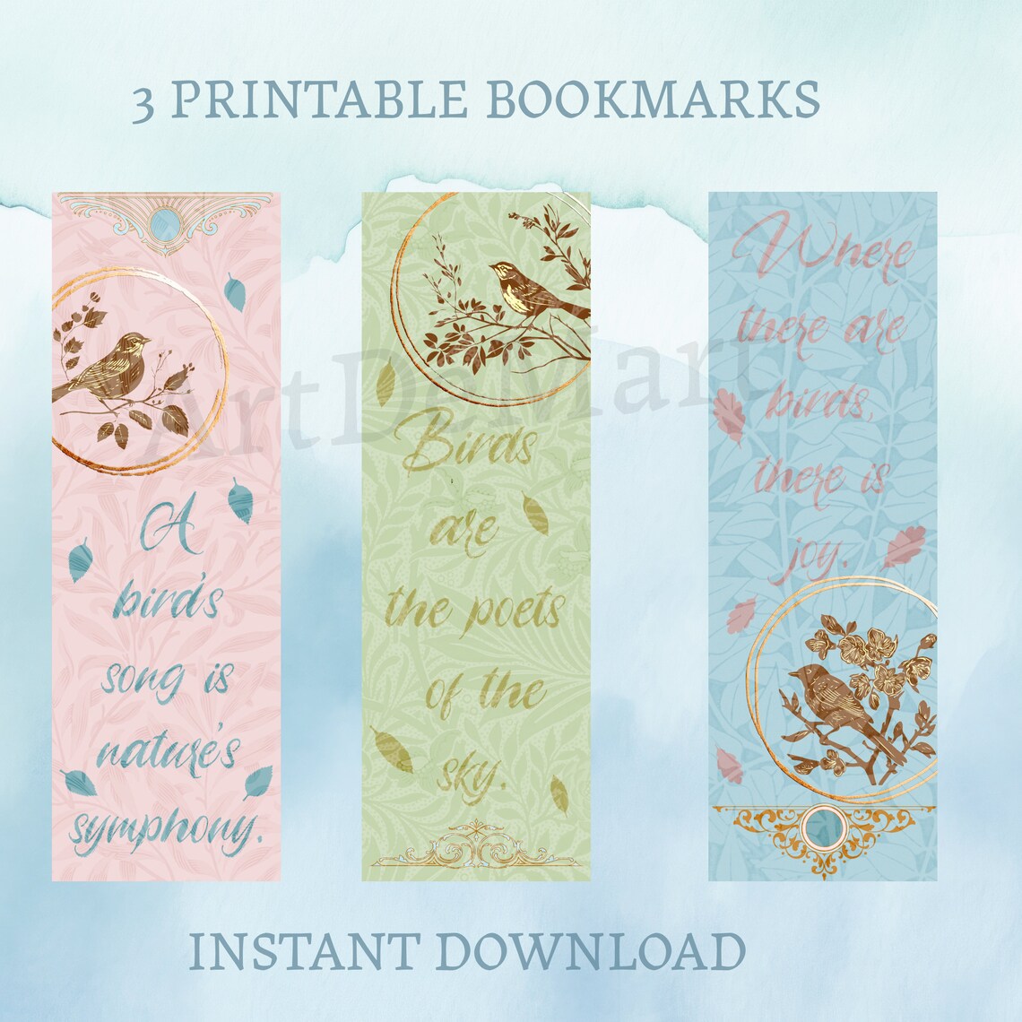 Printable Birds Bookmark-instant Download-digital Bookmark-perfect Gift ...