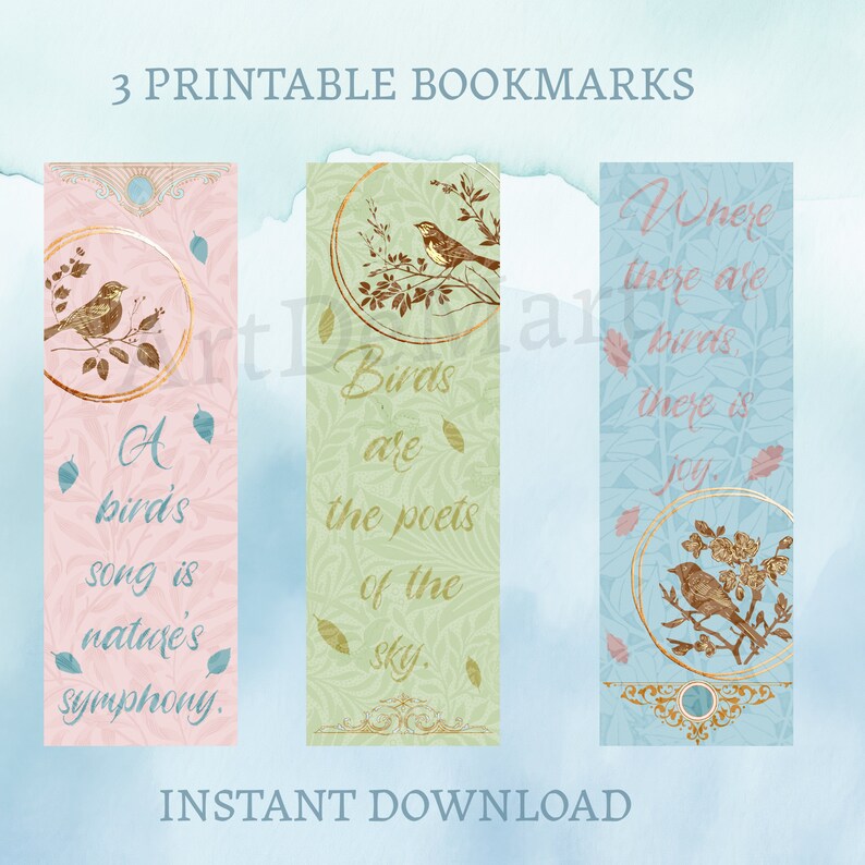 Printable Birds Bookmark-instant Download-digital Bookmark-perfect Gift ...