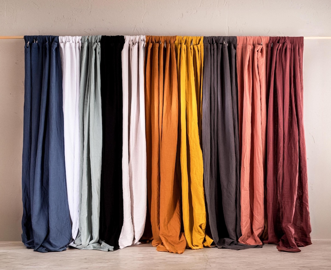 Muslin Curtain Panel: Boho Style, 100% Cotton, Natural Weave - Etsy
