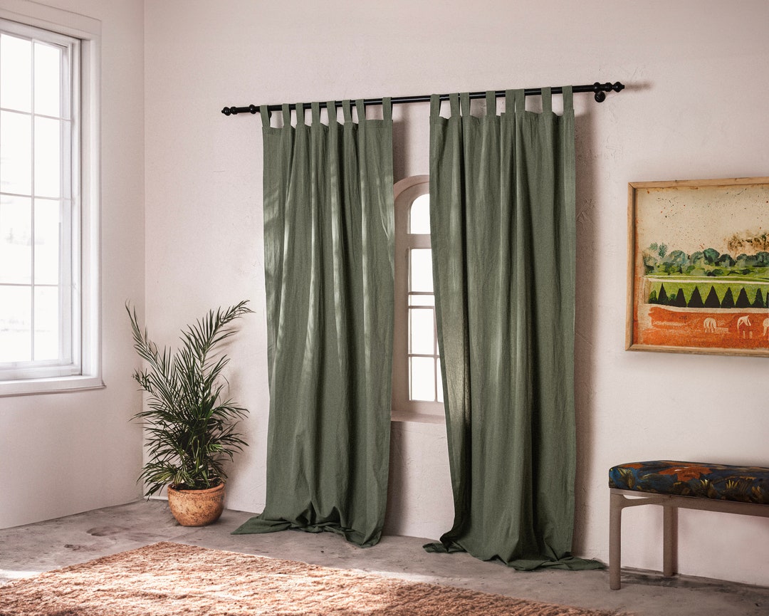 Curtain Boho Custom Curtains Green Curtain Living Room Curtains ...
