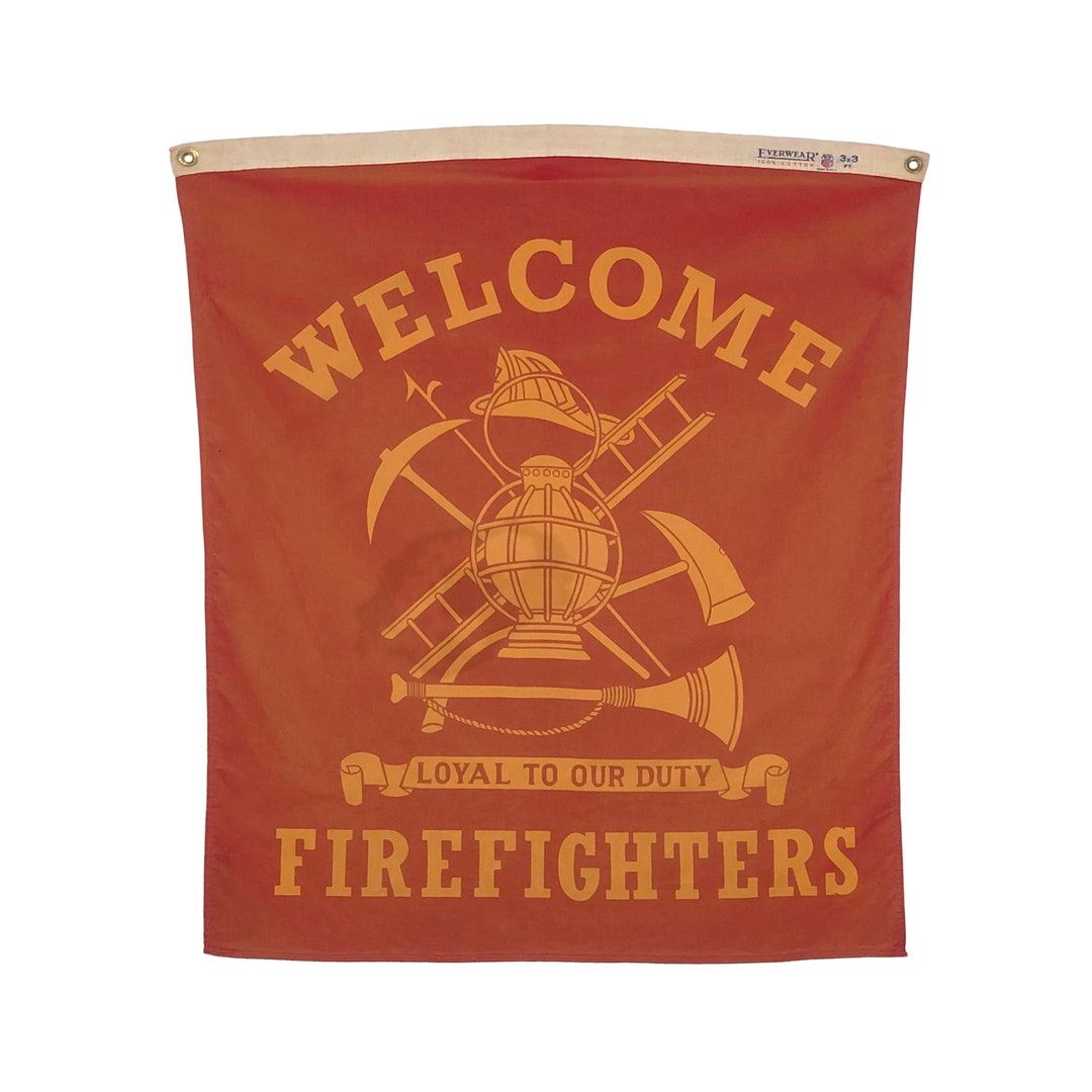 Vintage Faded Cotton Firefighter Welcome Banner - Etsy