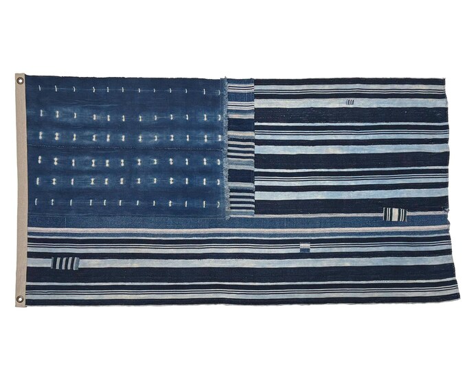 Shibori Indigo Flag Made From Vintage Cotton Mudcloth - Etsy