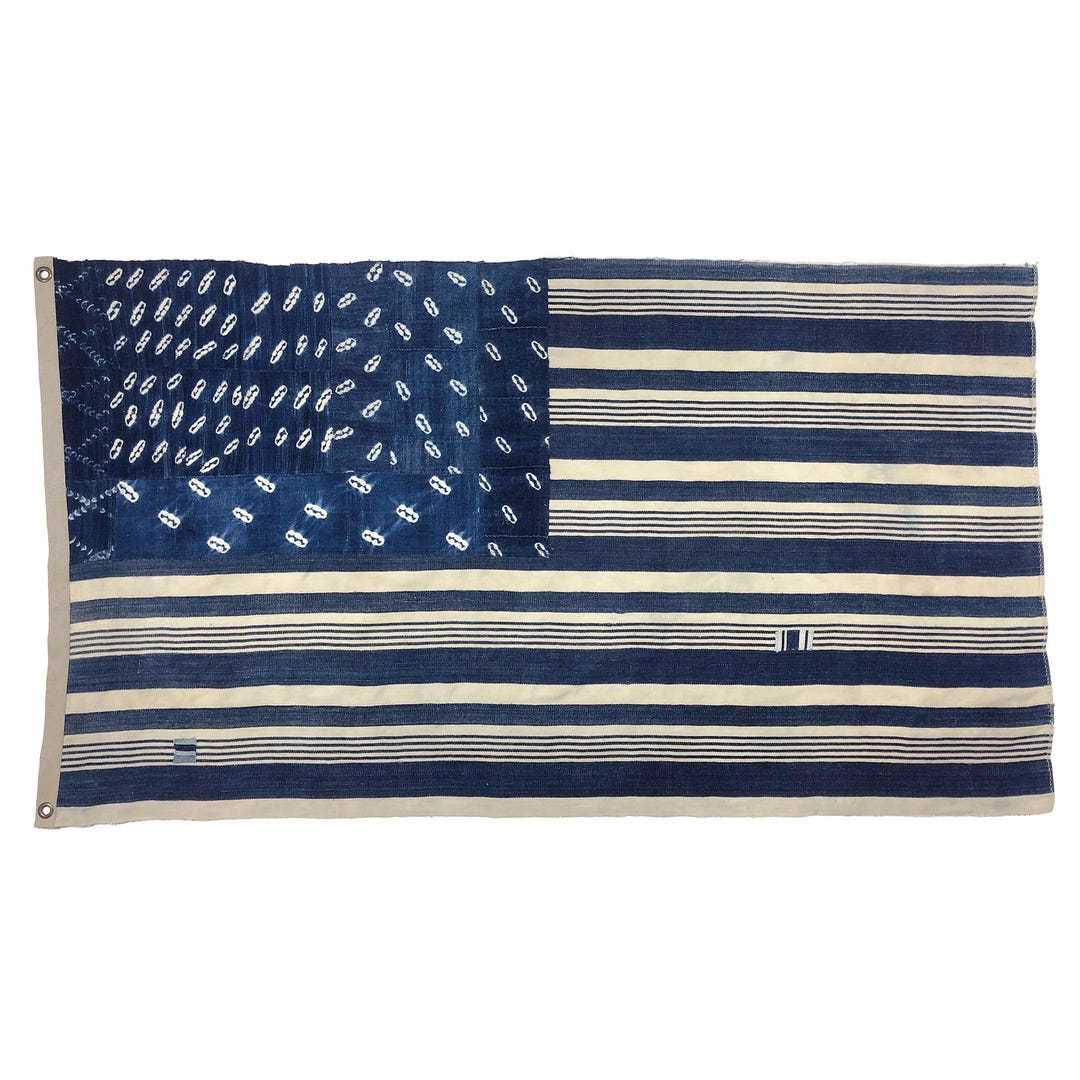 Shibori Indigo Flag Made From Vintage Cotton Mudcloth - Etsy