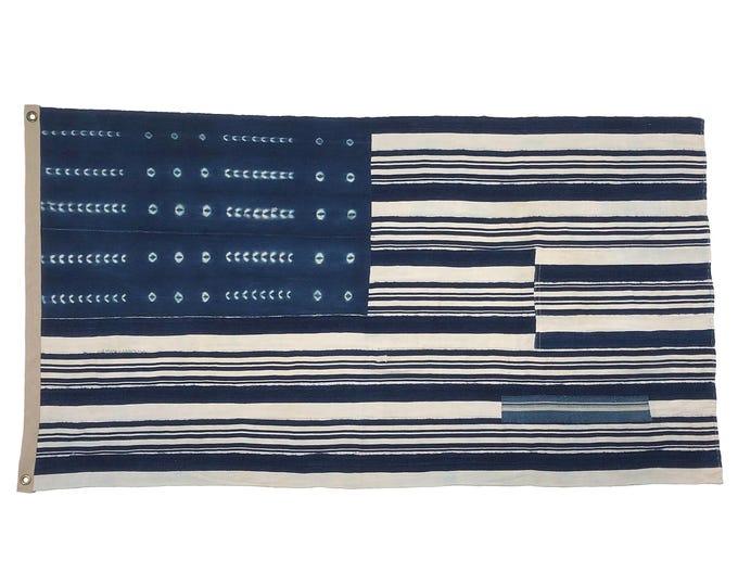 Shibori Indigo Flag Made From Vintage Cotton Mudcloth - Etsy