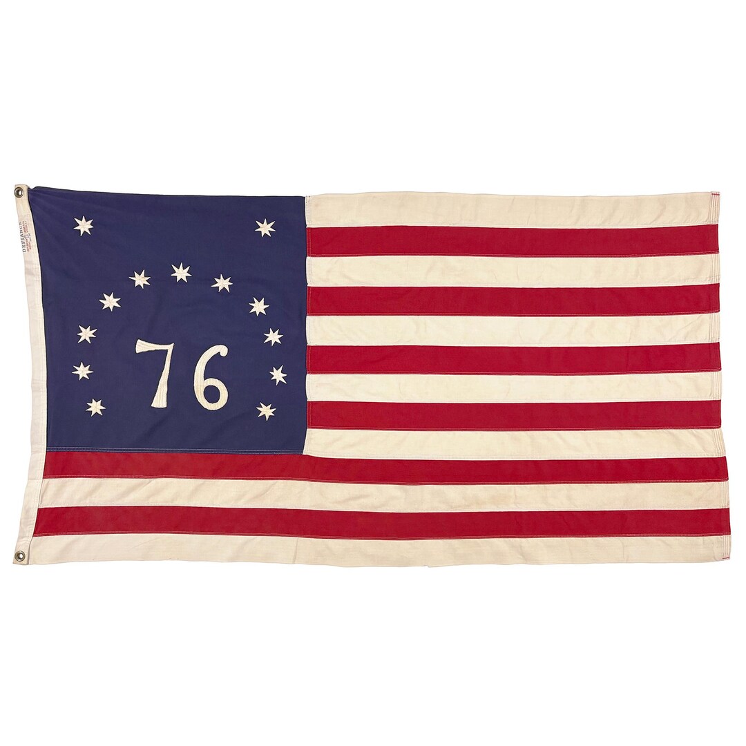 Vintage Cotton Embroidered Bennington 76 American Flag - Etsy