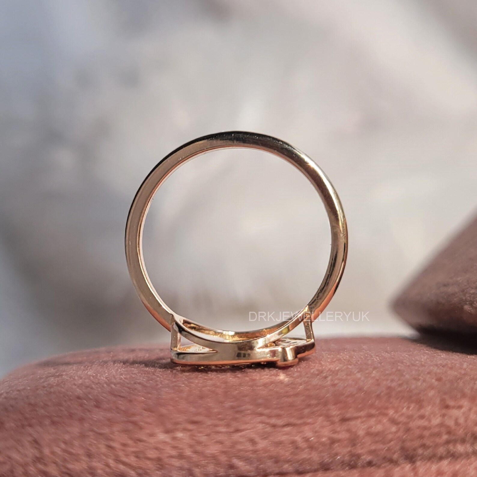 OM Diamond Ring, Round Cut Lab Grown Diamond Ring, 14K Yellow Gold ...