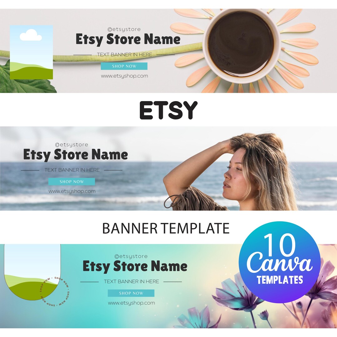 10 Etsy Shop Banner Templates, Canva Editable Mockups With Master ...
