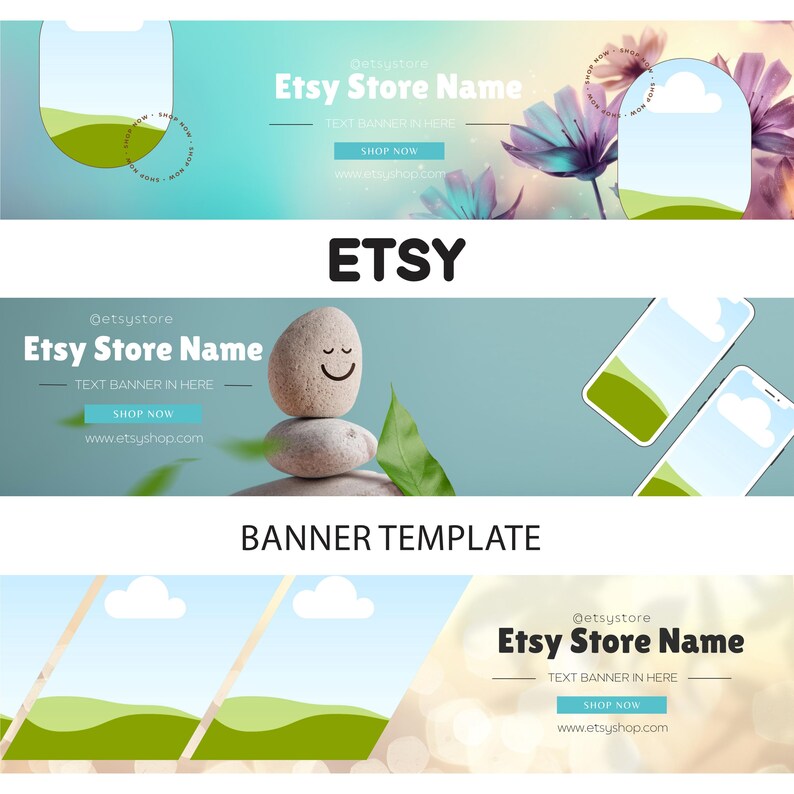 10 Etsy Shop Banner Templates, Canva Editable Mockups With Master ...