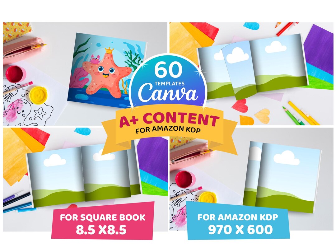 Canva Square Book Mockup 8.5x8.5 Inch / Editable Book Template / Amazon ...
