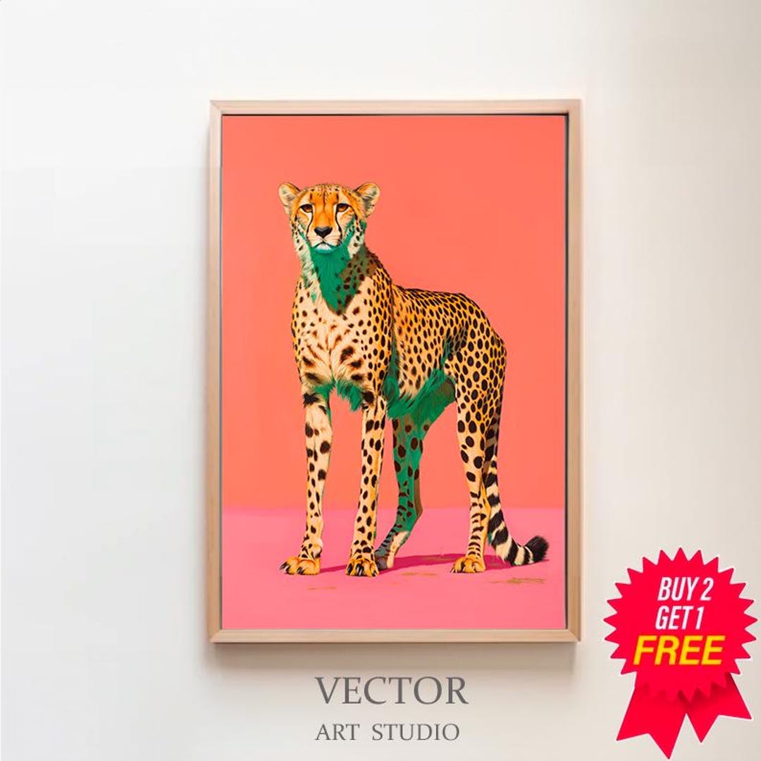 Printable Cheetah Wall Art, Pink Leopard Art Print, Boho Home Decor ...