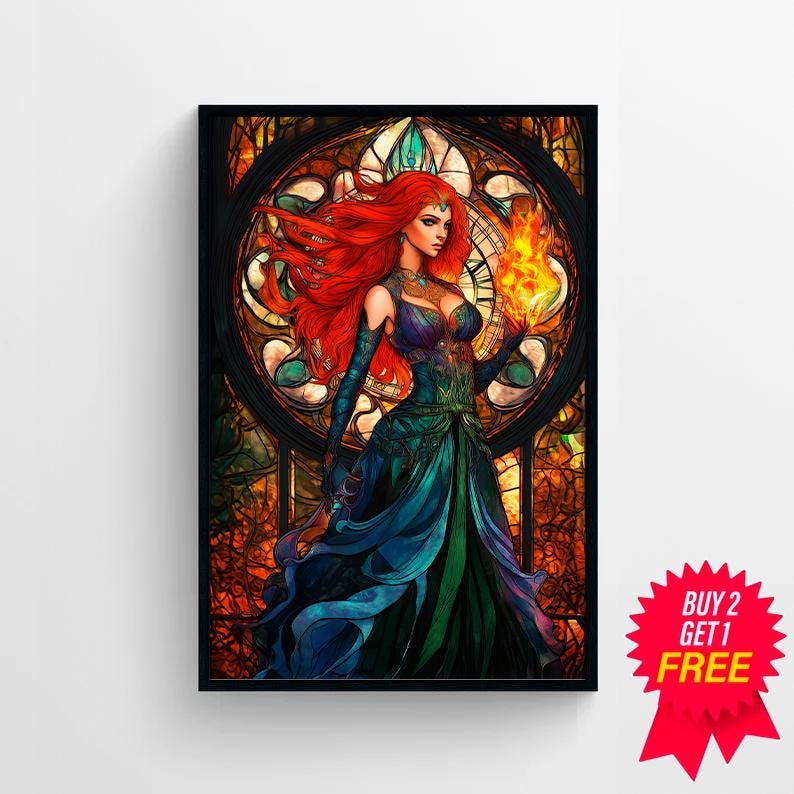 Goddess Brigid Art Print, Celtic Goddess of Fire and Forge, Celtic ...