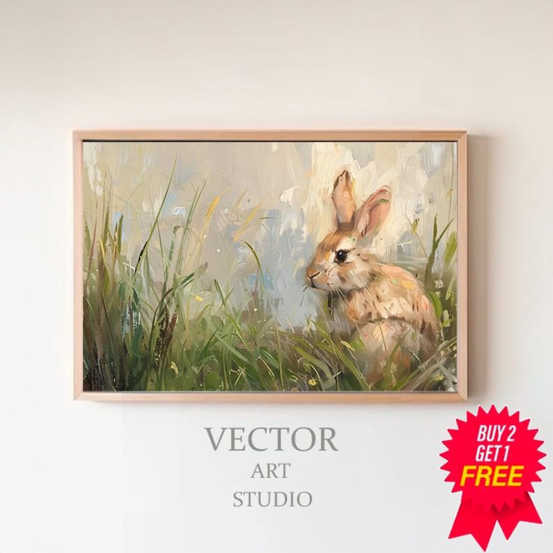 Vintage Easter Bunny Frame Tv Art, Moody Easter Decor, Neutral Spring ...