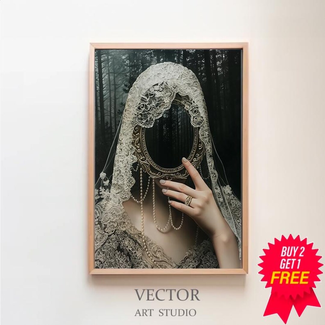 Mirrored Reverie, Victorian Art Poster Print Moody Painting, Vintage ...