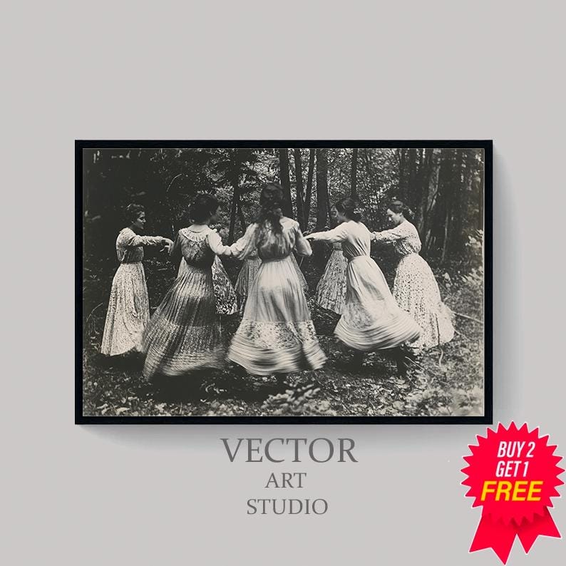 Circle of Dancing Witches, Vintage Photography, Dark, Occult Poster ...